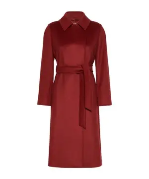 Max Mara Belted Collared Coat - Ruby Colour
