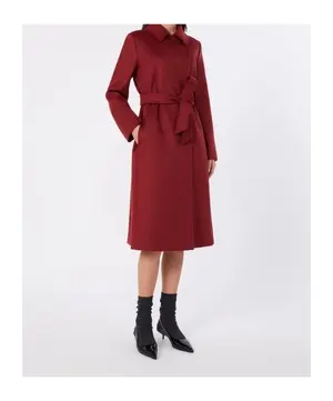 Max Mara Belted Collared Coat - Ruby Colour