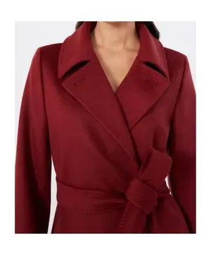 Max Mara Belted Collared Coat - Ruby Colour