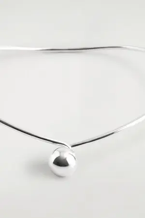 Cos Silver-plated Beaded Cuff Necklace With Globe Pendant