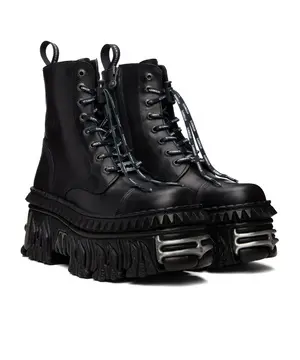 Vetements X New Rock Collaboration Combat Lace-up Ankle Boots