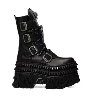Vetements X New Rock Collaboration Lace-up Mid-calf Boots - Black