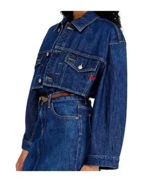 DIESEL® Cropped Oversized Denim Jacket