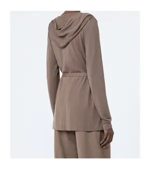 Max Mara Long Sleeve Hooded Cardigan With Belt