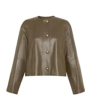 Max Mara Max Mara Crew Neck Nappa Jacket Khaki