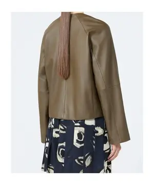 Max Mara Crew Neck Nappa Jacket - Khaki