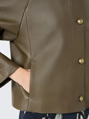 Max Mara Crew Neck Nappa Jacket - Khaki