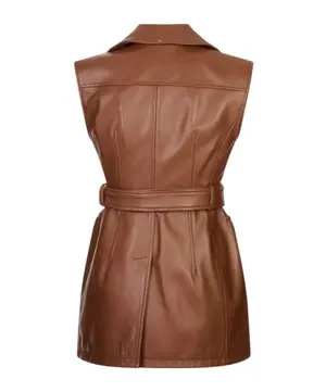 Sportmax Sleeveless Leather Gilet - Brown