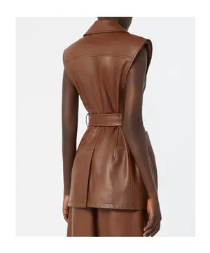 Sportmax Sleeveless Leather Gilet - Brown