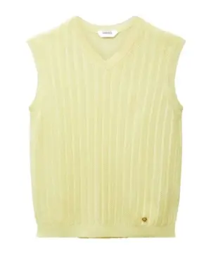 Versace Viscose Mesh Ribbed Knit Top