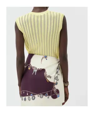 Versace Viscose Mesh Ribbed Knit Top