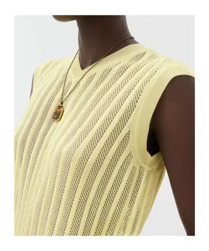 Versace Viscose Mesh Ribbed Knit Top