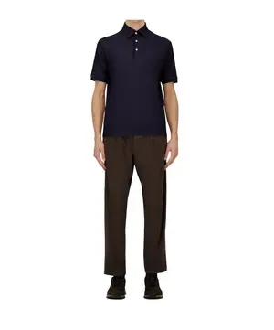 Herno Resort Polo Shirt In Wool Jersey With A Shiny Finish - Black