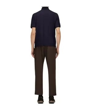 Herno Resort Polo Shirt In Wool Jersey With A Shiny Finish - Black