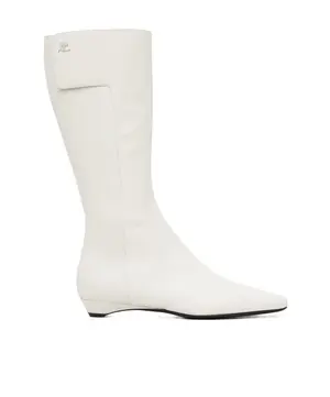 COURREGES Logo-detail Flat Boots - White
