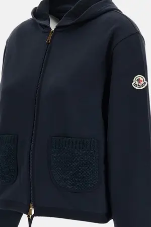 Moncler Logo Patch Zip-up Cardigan - Midnight Blue
