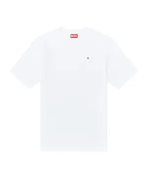 DIESEL® V-neck T-shirt With Micro Logo Embroidery - White