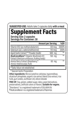 KYOLIC Smart Mushroom Supplement For Mental Performance And Brain Health Support 60 Capsules