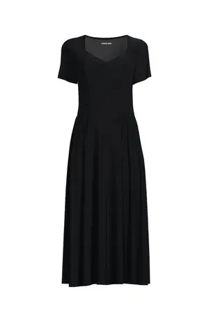 LANDS' END Silky Knit Sweetheart Neckline Midi Dress - Black