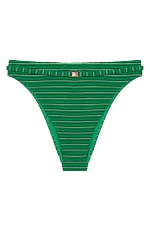 VIX PAULA HERMANNY Lucie Lindsay Striped Bikini Bottoms - Green