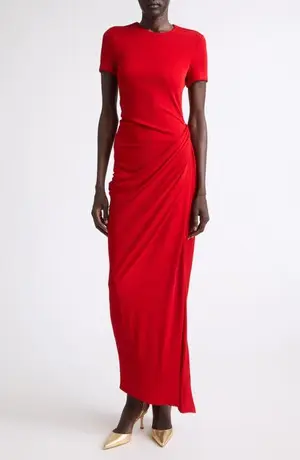 Erdem Draped Crepe Jersey Dress - Ruby Red
