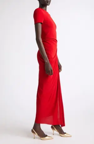 Erdem Draped Crepe Jersey Dress - Ruby Red