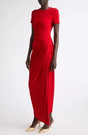 Erdem Draped Crepe Jersey Dress - Ruby Red