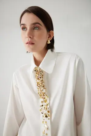 EXQUISE Audrey Embroidered Cotton Shirt