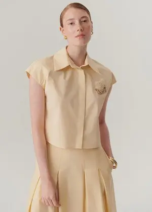 EXQUISE Hallie Embroidered Shirt - Light Yellow