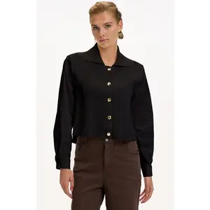 EXQUISE Corinne Poplin Shirt - Black