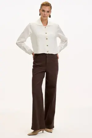 EXQUISE Corinne Poplin Shirt - Ecru
