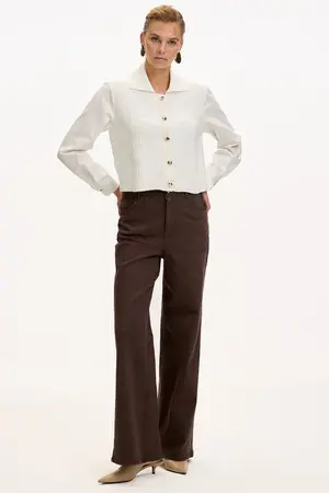 EXQUISE Corinne Poplin Shirt - Ecru
