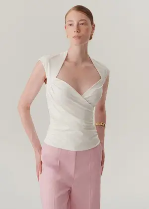 EXQUISE Charlie Wrap Blouse - Ecru