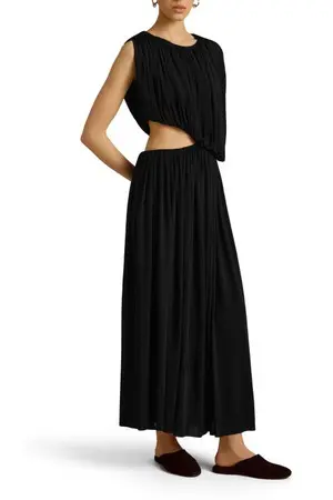 Marina Moscone Gathered Draped Dress - Black