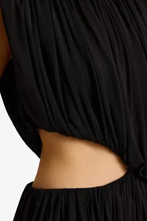 Marina Moscone Gathered Draped Dress - Black