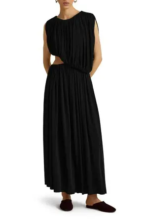 Marina Moscone Gathered Draped Dress - Black