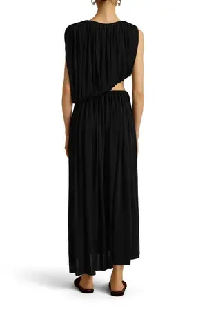 Marina Moscone Gathered Draped Dress - Black