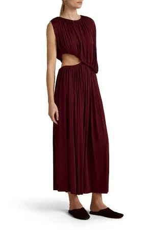 Marina Moscone Gathered Draped Dress - Rosso Levanto
