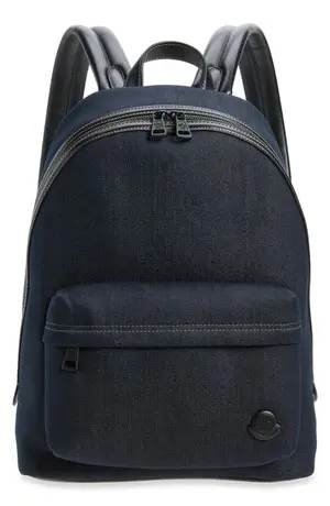 Moncler Carlo Denim & Leather Backpack