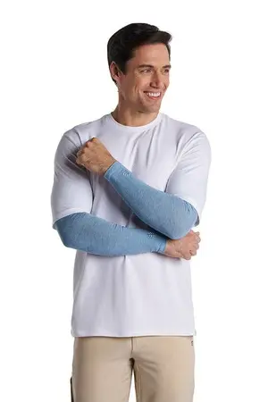 Coolibar Navagio Sun Arm Sleeves - Light Blue Heather