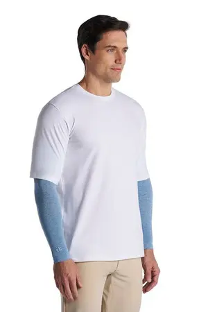 Coolibar Navagio Sun Arm Sleeves - Light Blue Heather