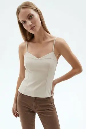 EXQUISE Rivera Sleeveless Blouse - Ecru