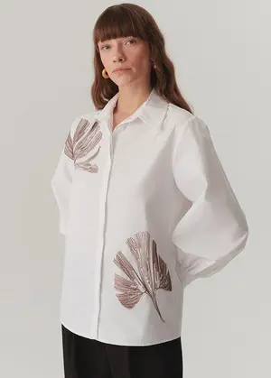 EXQUISE Ayla Floral Stitch Shirt