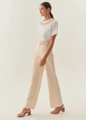 EXQUISE Ember Refined Creased Wide Leg Pants