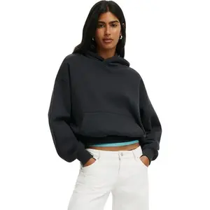 COTTONON Boxy Fleece Hoodie - Shadowstone