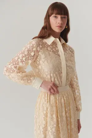 EXQUISE Noelle Cotton Lace Shirt