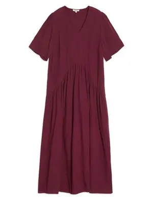 ALBARAY Cheesecloth V-neck Tunic Maxi Dress