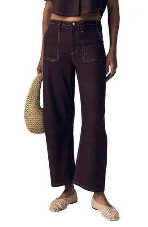 LE JEAN Utility Crop Barrel Leg Jeans - Cocoa