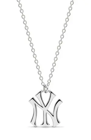 LUV AJ X The Mlb New York Yankees Logo Charm Necklace - Silver