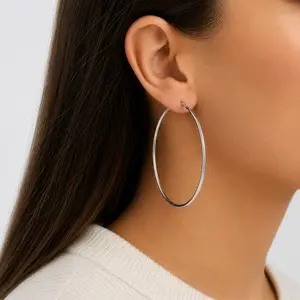 DONATELLO GIAN Sterling Large Endless Tube Hoop Earrings